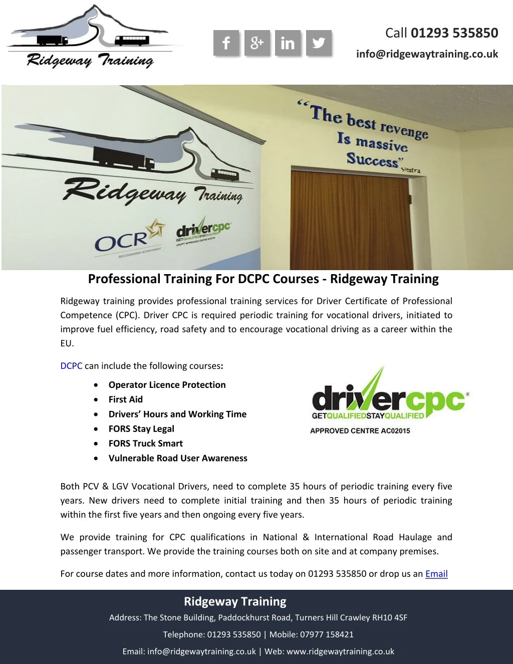 PPT - Professional Training For DCPC Courses - Ridgeway Training ...