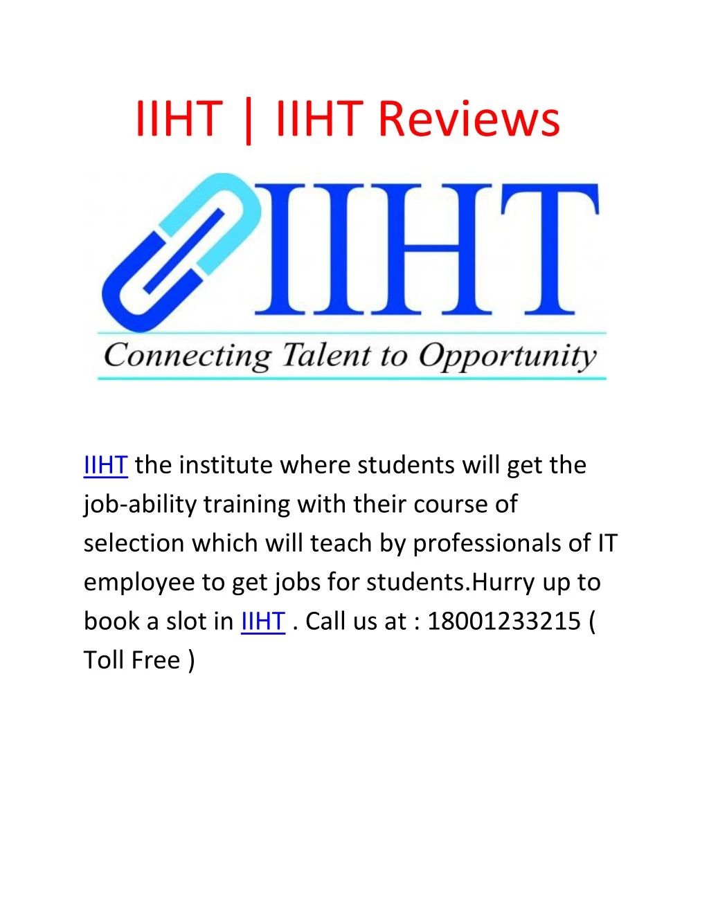 PPT - IIHT | IIHT Reviews PowerPoint Presentation, free download - ID ...