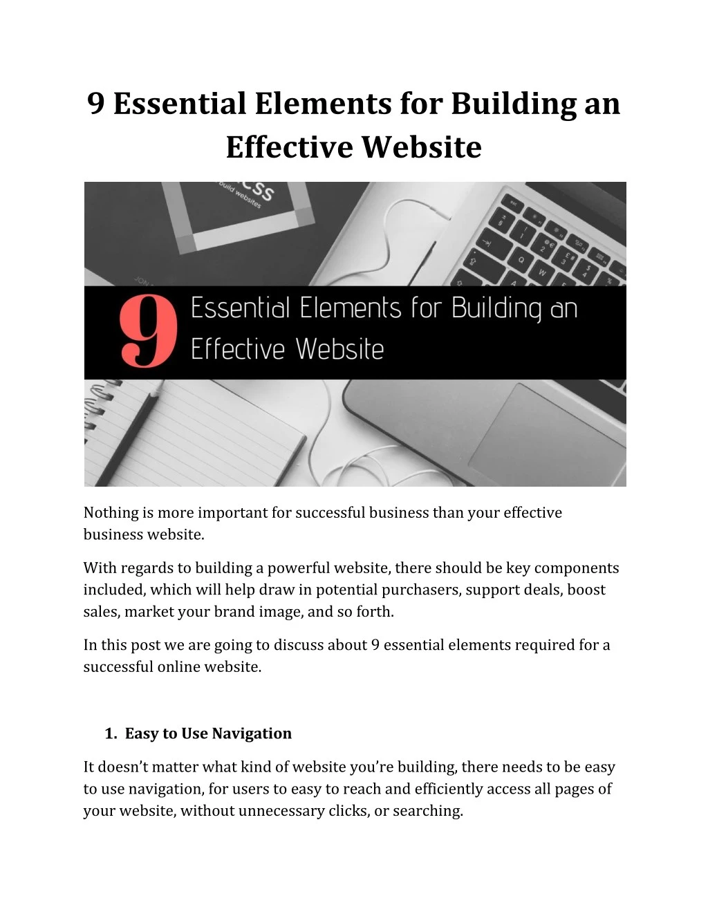 PPT - 9 Essential Elements for Building an Effective Website PowerPoint ...