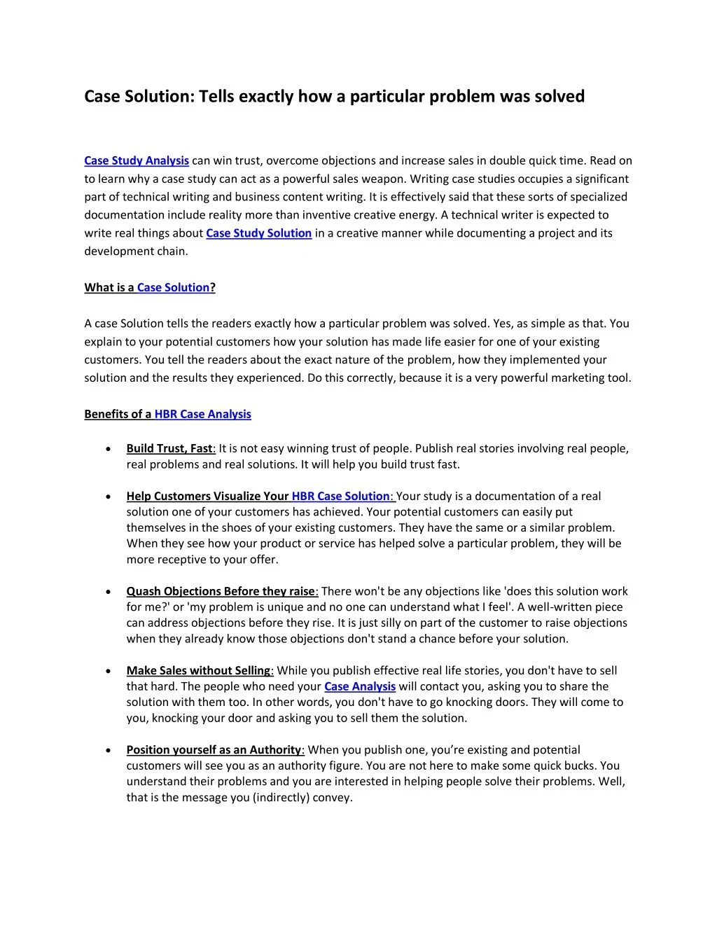 PPT - Case Solution: Tells exactly how a particular problem was solved ...