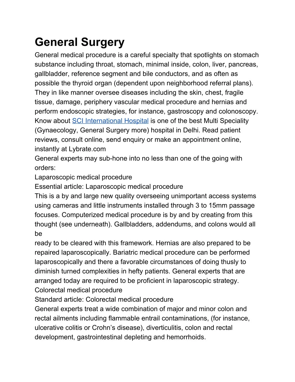PPT - SCI International Hospital, Multi Speciality (Urology, General ...