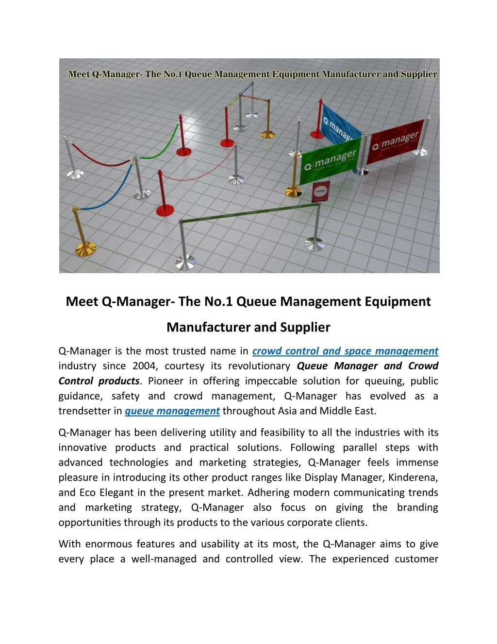 PPT - Meet Q-Manager- The No.1 Queue Management Equipment Manufacturer ...