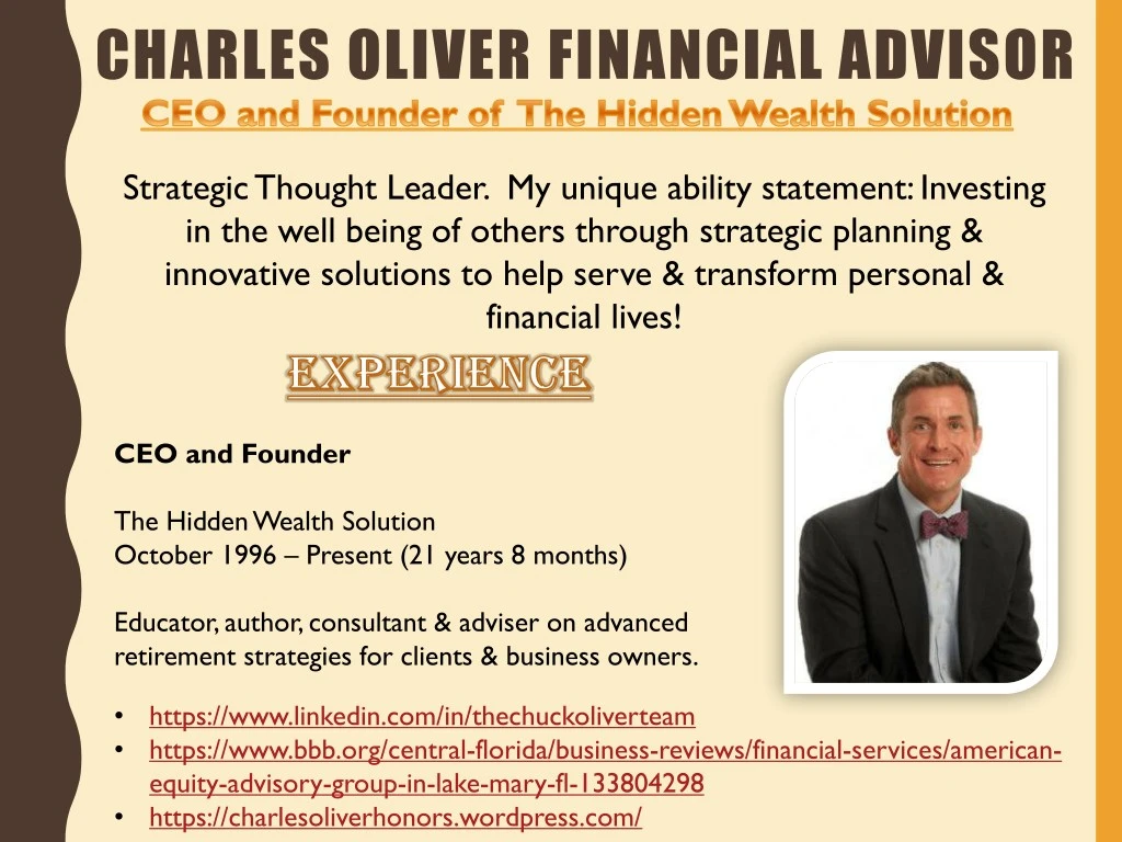 PPT - Charles Oliver Financial Advisor - CEO and Founder of The Hidden ...