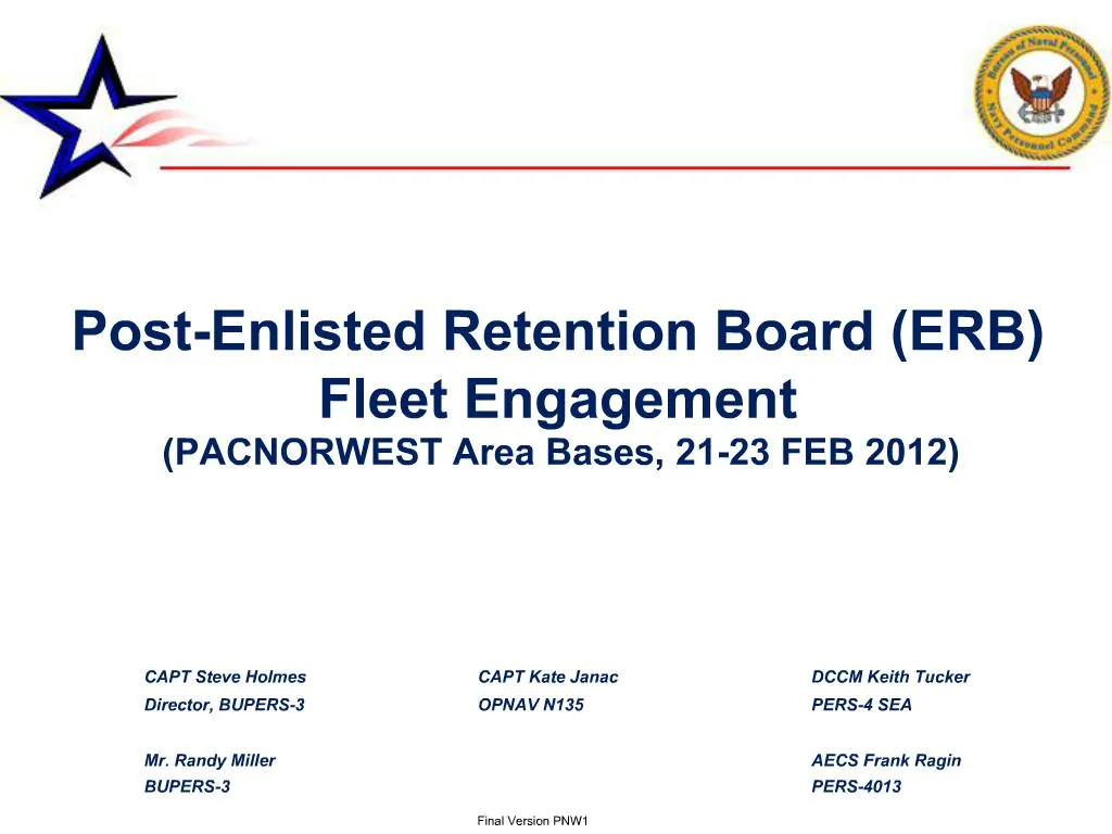 PPT - CAPT Steve Holmes CAPT Kate Janac DCCM Keith Tucker Director ...