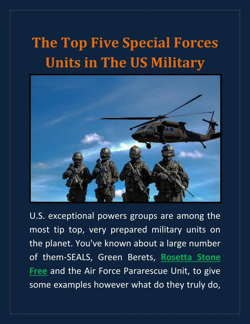 PPT - The Top Five Special Forces Units in The US Military PowerPoint ...