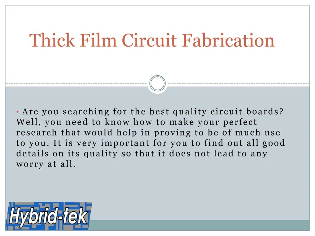 PPT - Thick Film Circuit Fabrication PowerPoint Presentation, free ...