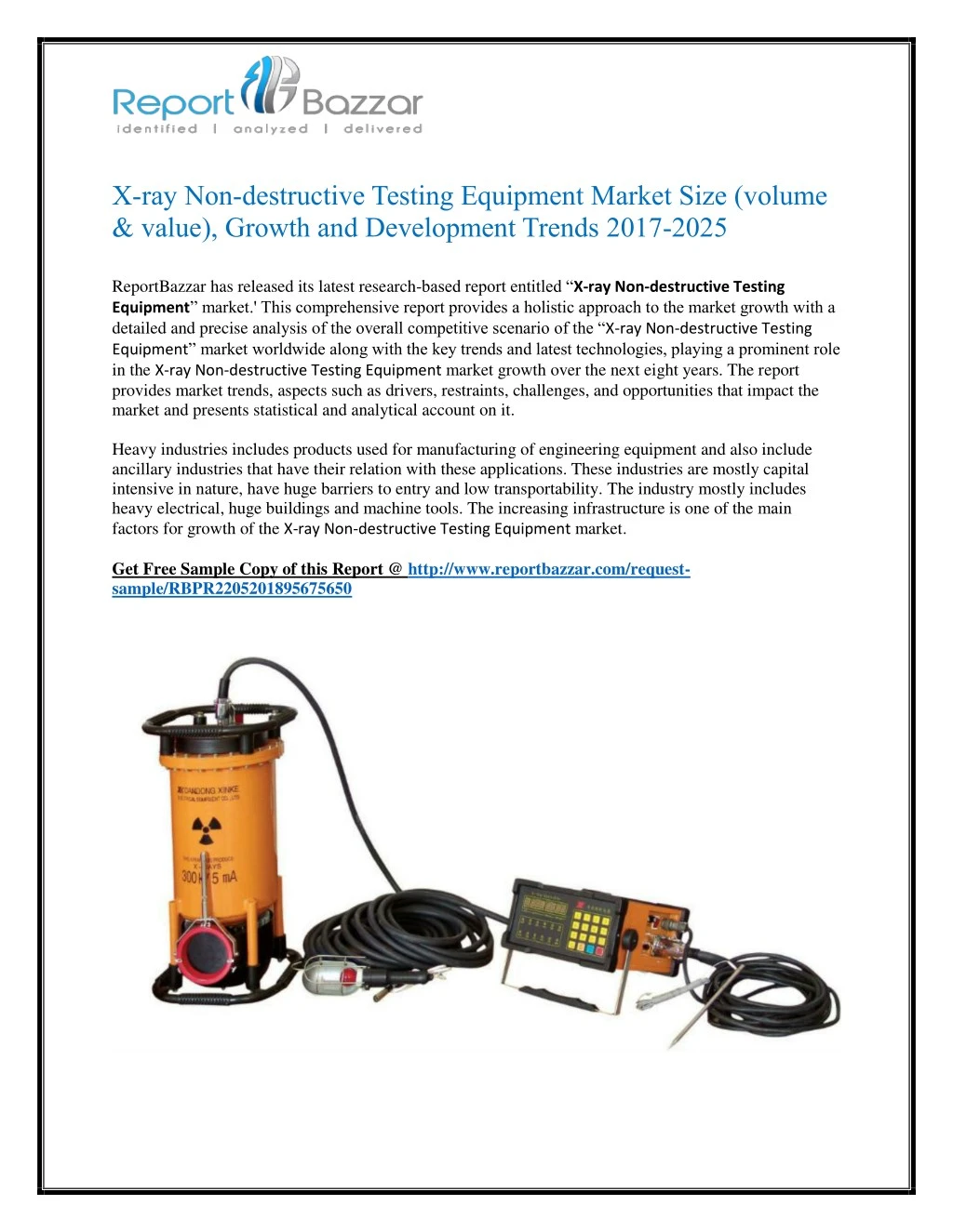 PPT - X ray non destructive testing equipment Market Analysis ...