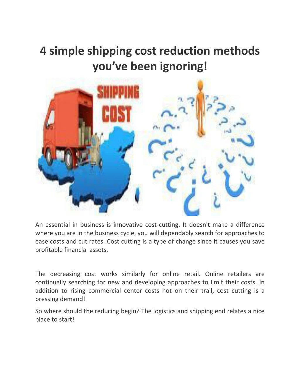 PPT - 4 simple shipping cost reduction methods youâ€™ve been ignoring ...