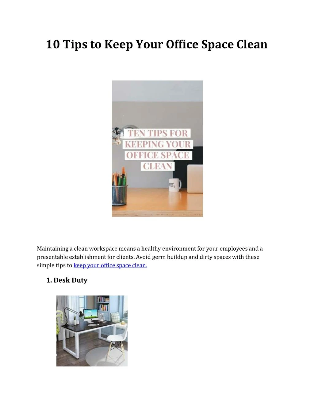 PPT - 10 Tips to Keep Your Office Space Clean PowerPoint Presentation ...