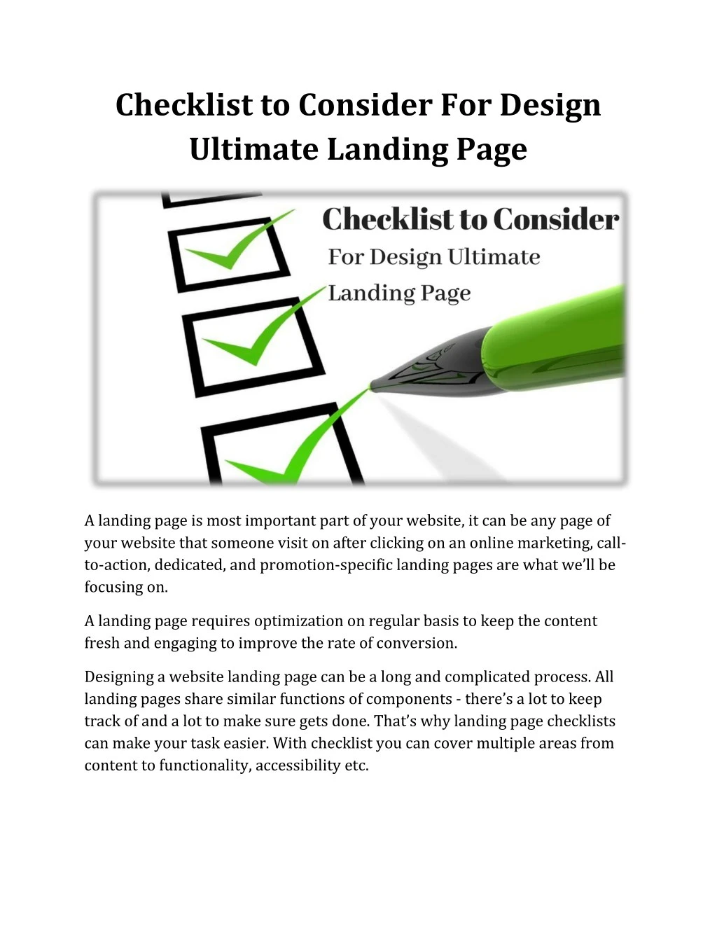 PPT - Checklist to Consider For Design Ultimate Landing Page PowerPoint ...