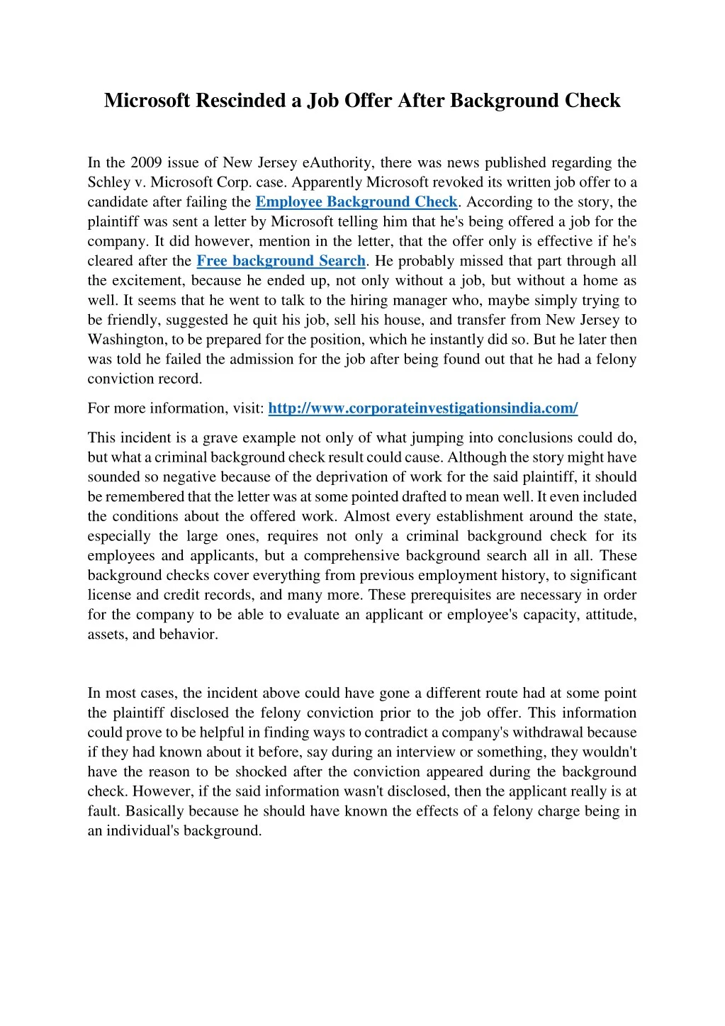 PPT - Microsoft Rescinded a Job Offer After Background Check PowerPoint ...