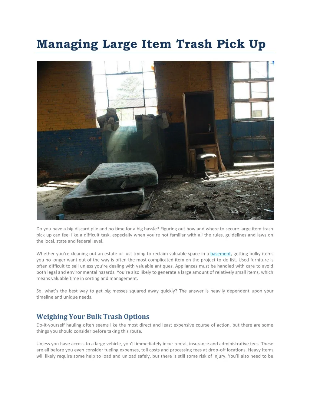 PPT - Managing large item trash pick up PowerPoint Presentation, free ...