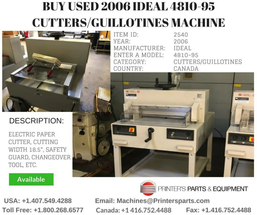 PPT - Buy Used 2006 Ideal 4810-95 Cutters/Guillotines Machine ...