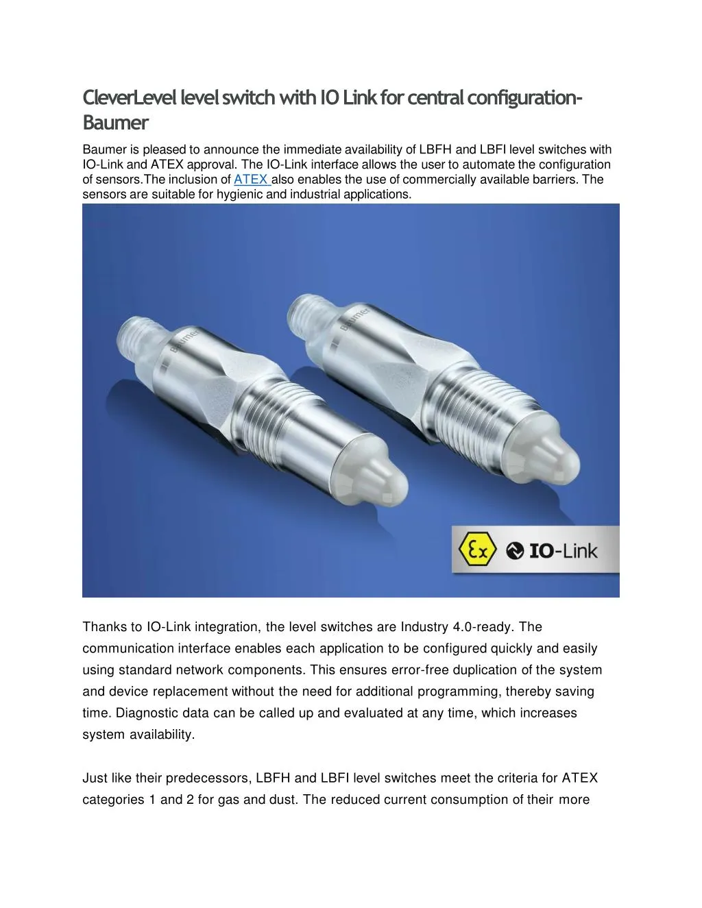 PPT - CleverLevel level switch with IO Link for central configuration ...
