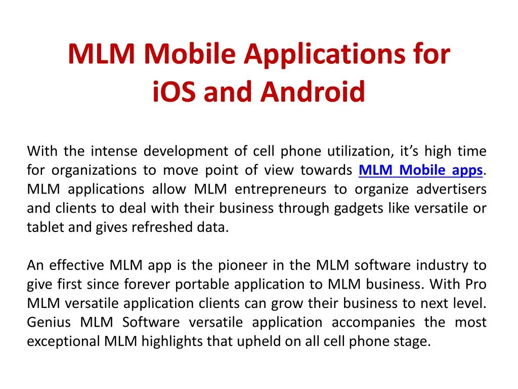 PPT - MLM Mobile Apps for iOS and Android PowerPoint Presentation, free ...