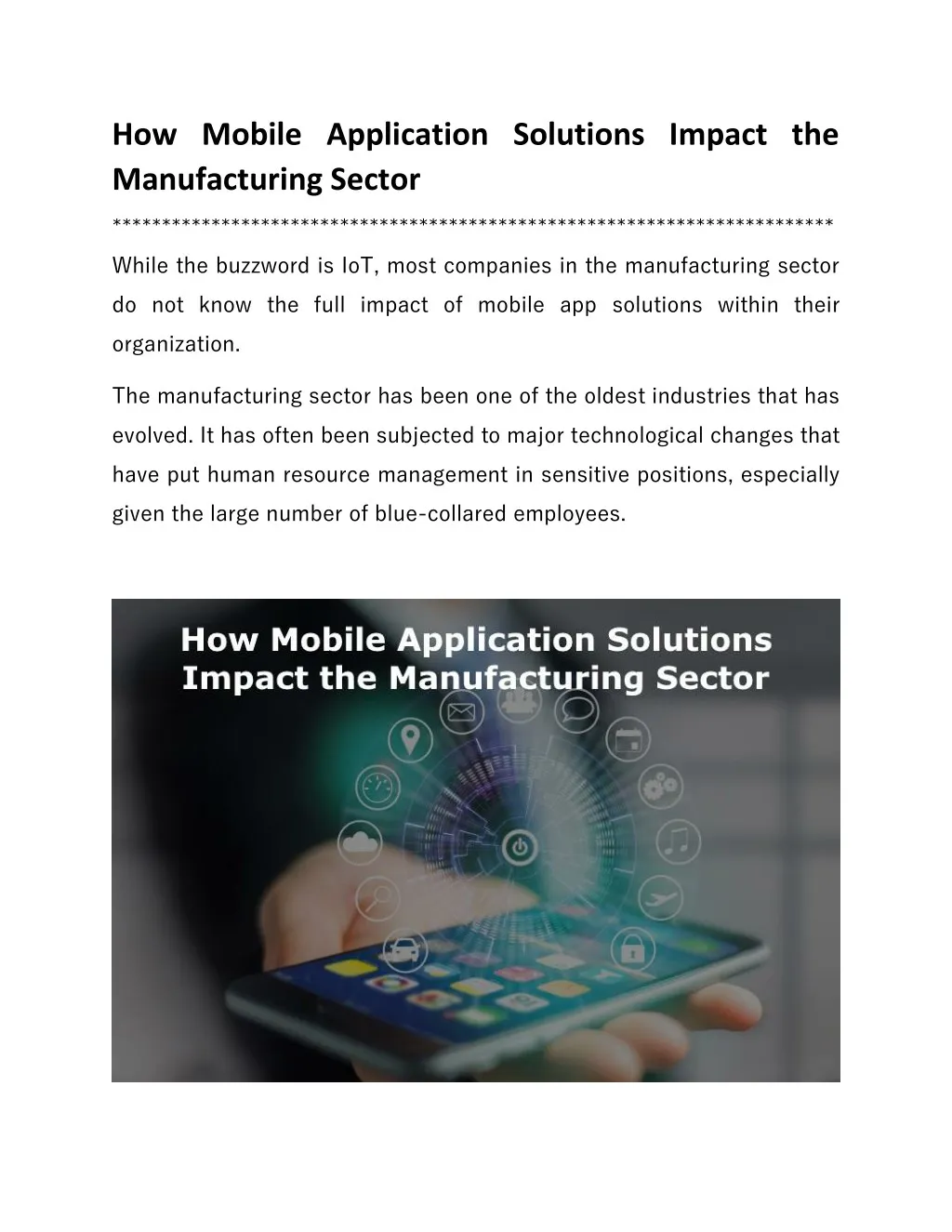 PPT - How Mobile Application Solutions Impact the Manufacturing Sector ...