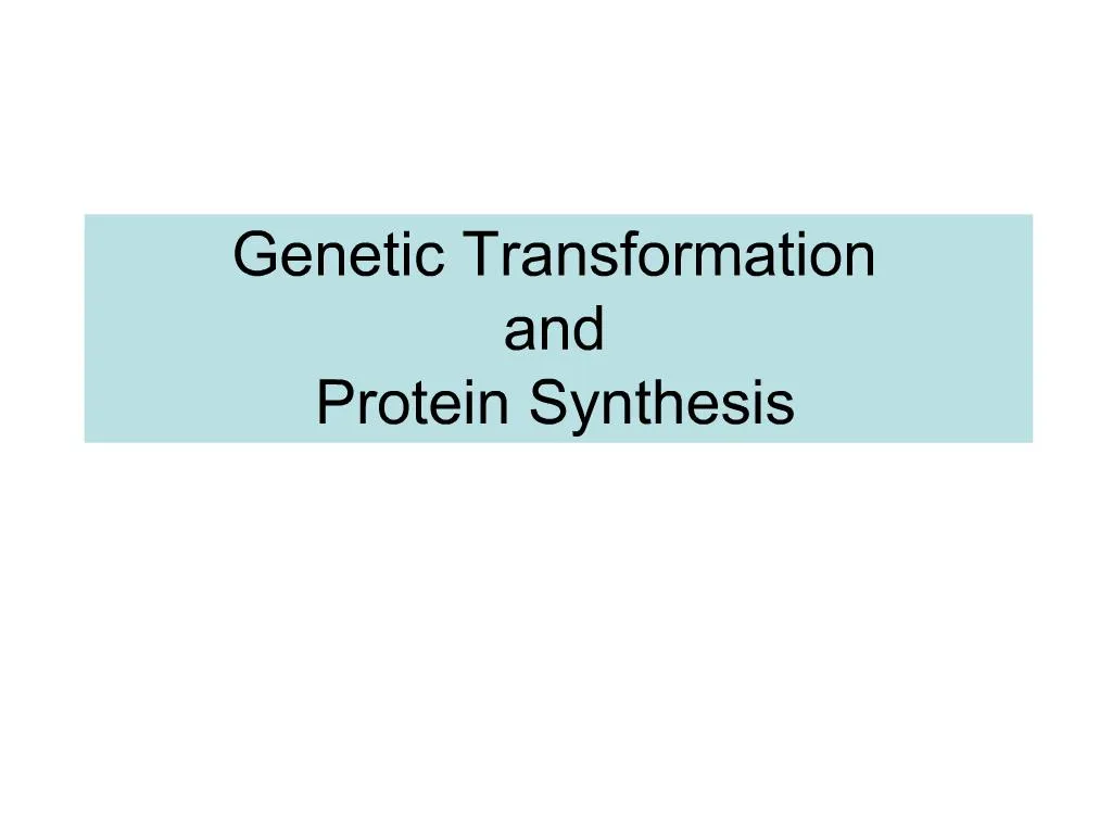 PPT - Genetic Transformation and Protein Synthesis PowerPoint ...