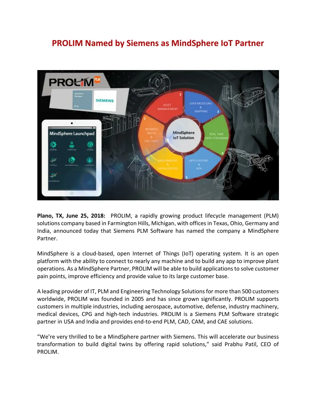 PPT - PROLIM Named by Siemens as MindSphere Partner PowerPoint ...