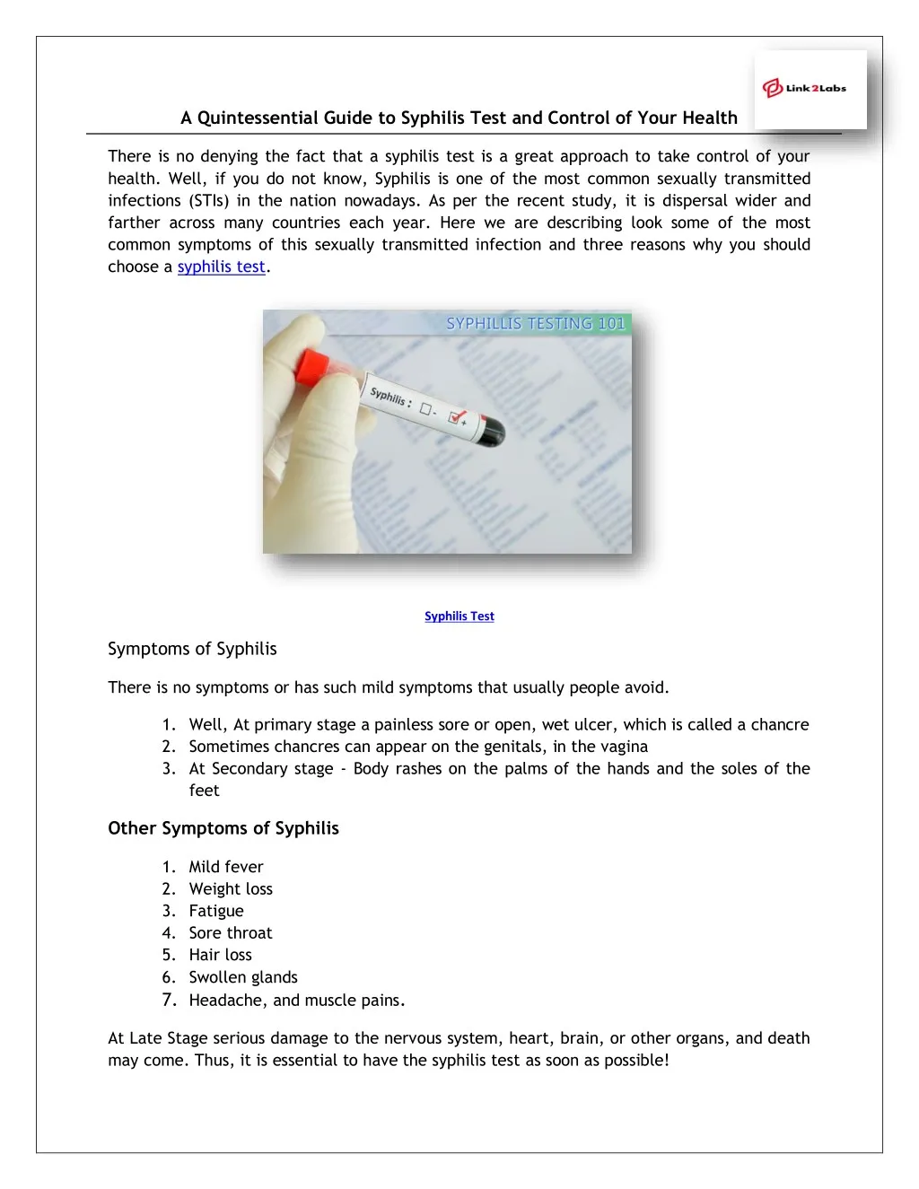 PPT - A Quintessential Guide to Syphilis Test and Control of Your ...