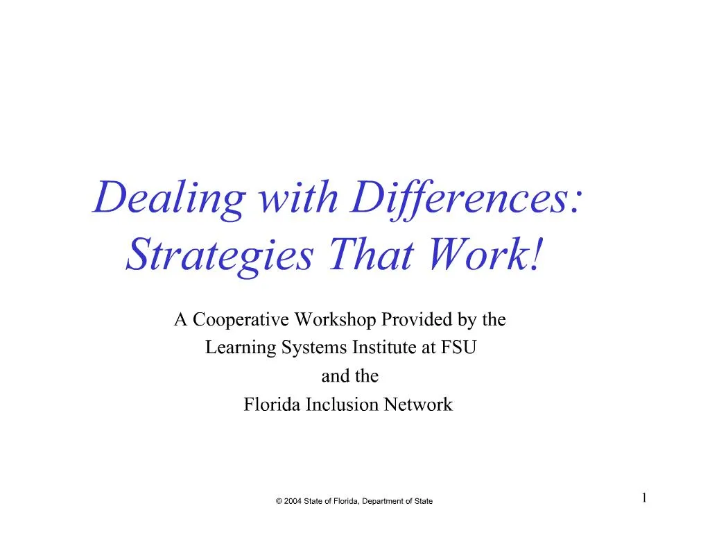 PPT - Dealing with Differences: Strategies That Work PowerPoint ...