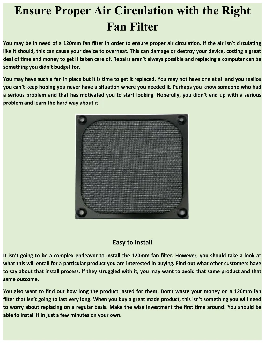PPT - Ensure Proper Air Circulation with the Right Fan Filter ...