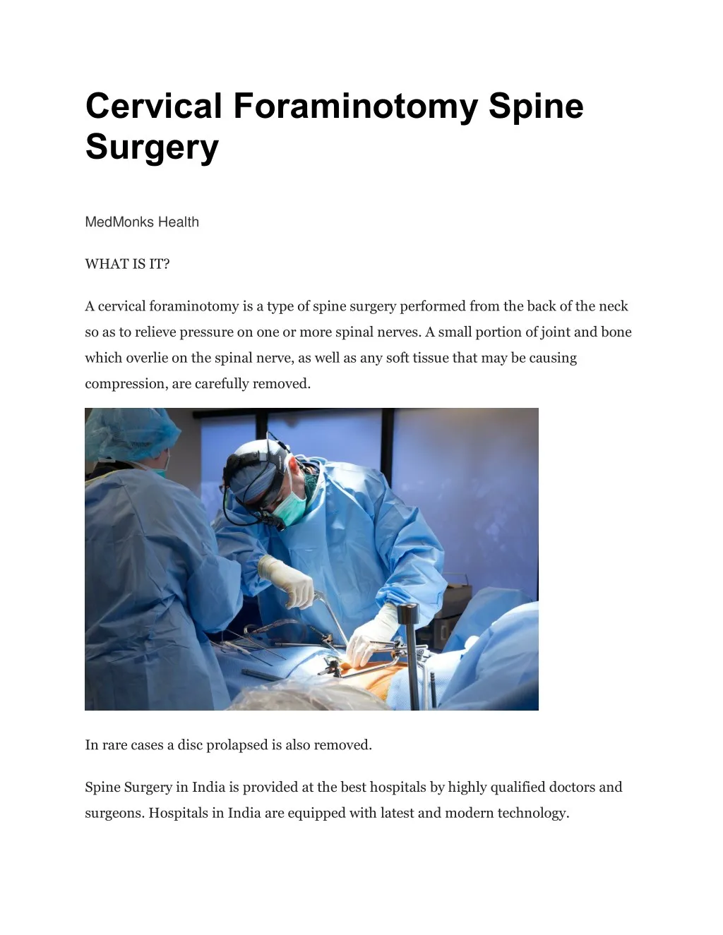 PPT - Cervical Foraminotomy Spine Surgery PowerPoint Presentation, free ...