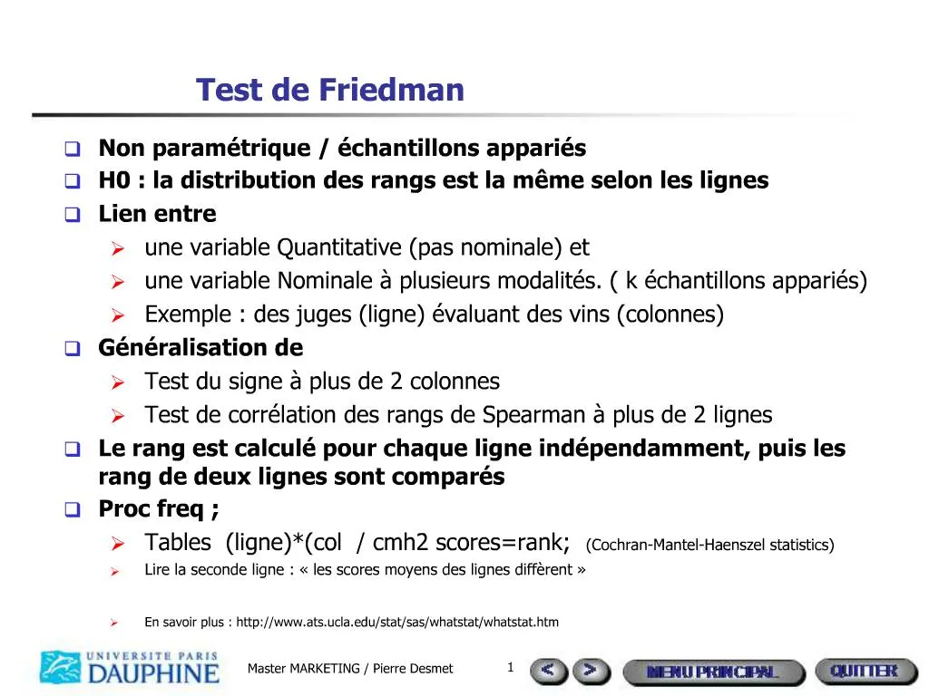 PPT - Test de Friedman PowerPoint Presentation, free download - ID:793217