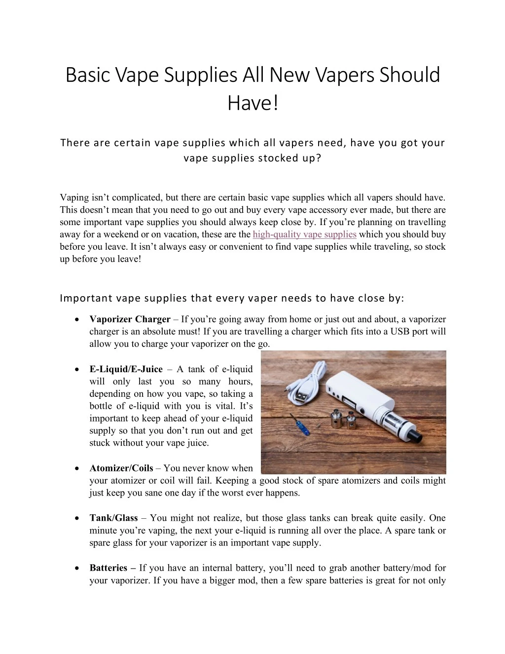 PPT - Basic Vape Supplies Every Vaper Should Have PowerPoint ...