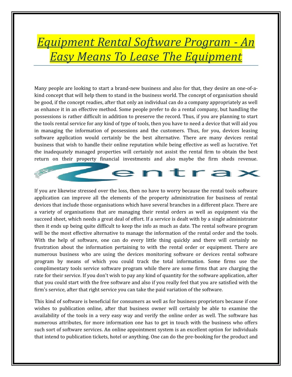 PPT - Equipment Rental Software Program - An Easy Means To Lease The ...