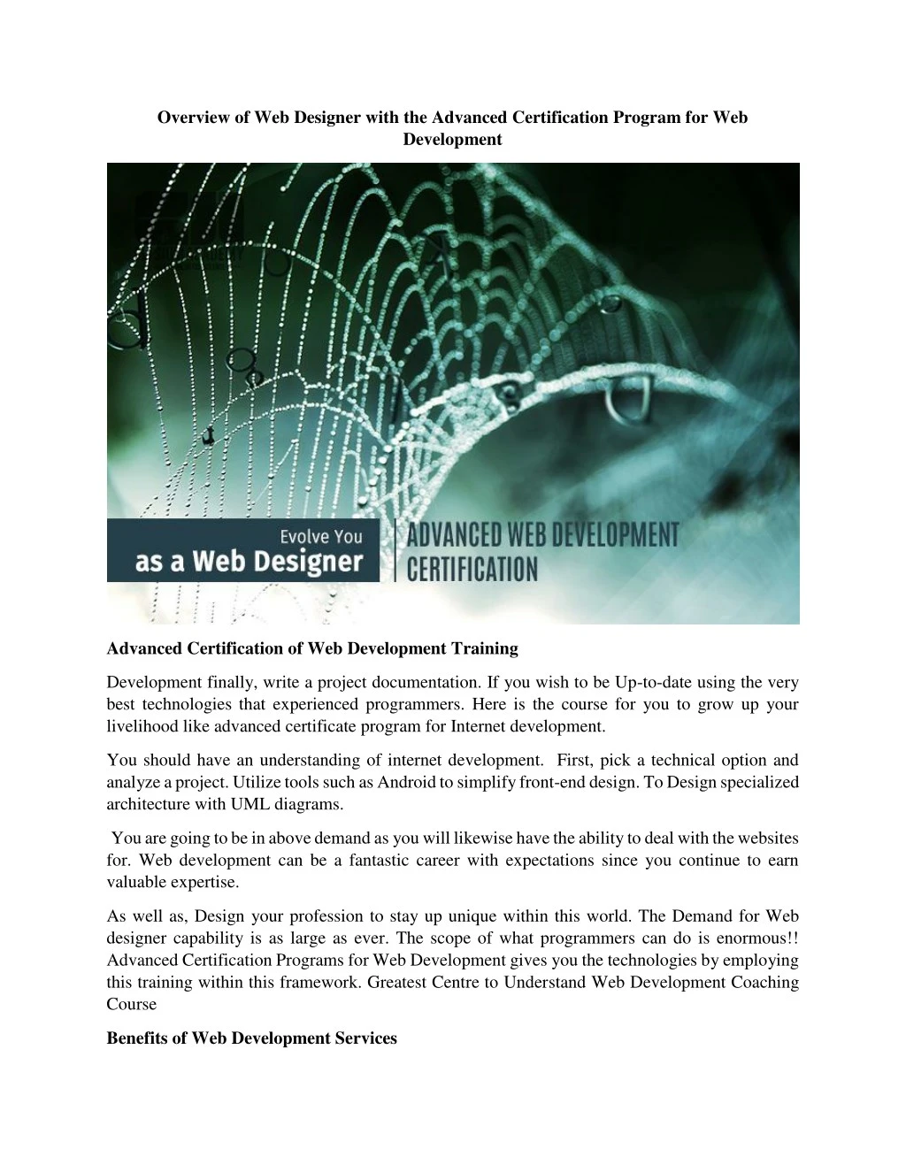 PPT - Overview of Web Designer with the Advanced Certification Program ...