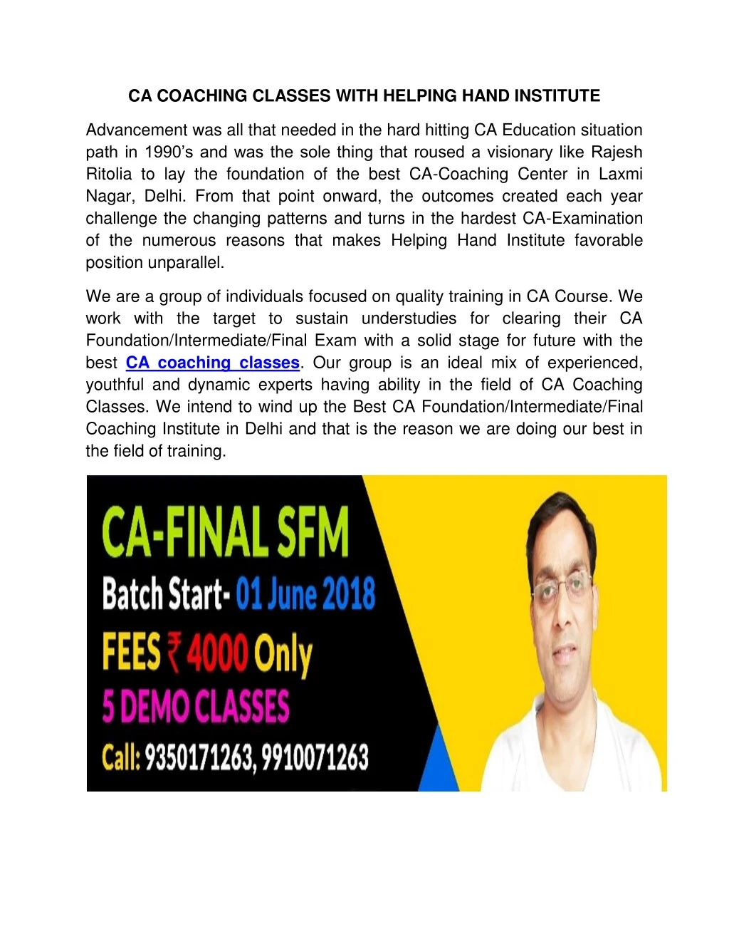 PPT - CA COACHING CLASSES WITH HELPING HAND INSTITUTE PowerPoint ...