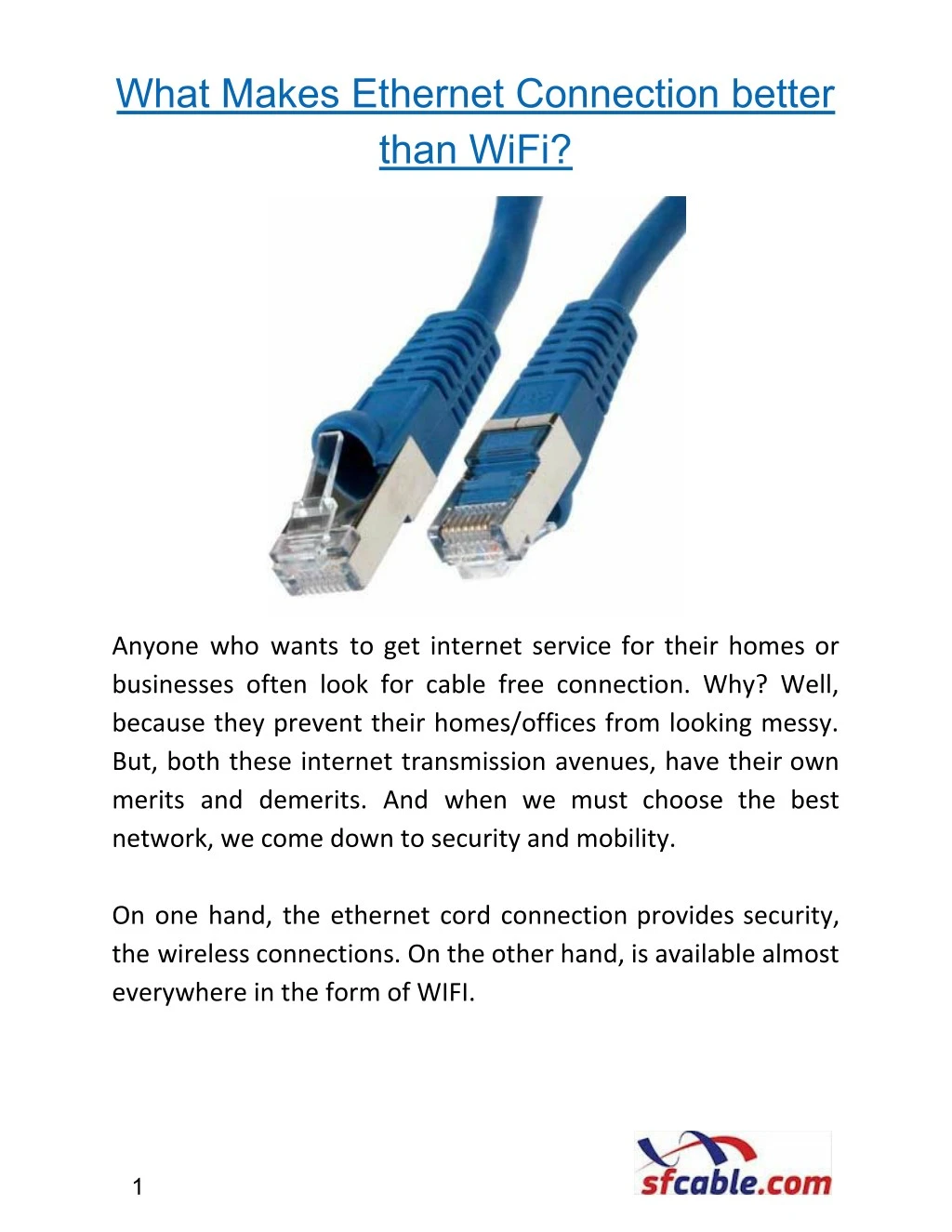 PPT - What Makes Ethernet Connection better than WiFi? PowerPoint ...
