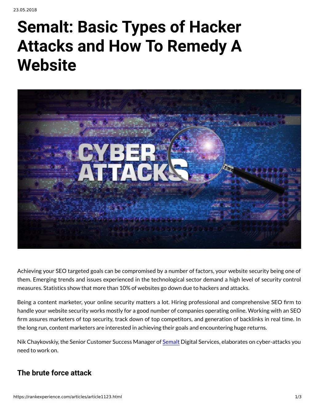 PPT - Semalt: Basic Types of Hacker Attacks and How To Remedy A Website ...