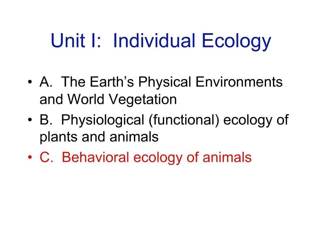 PPT - Unit I: Individual Ecology PowerPoint Presentation, free download ...