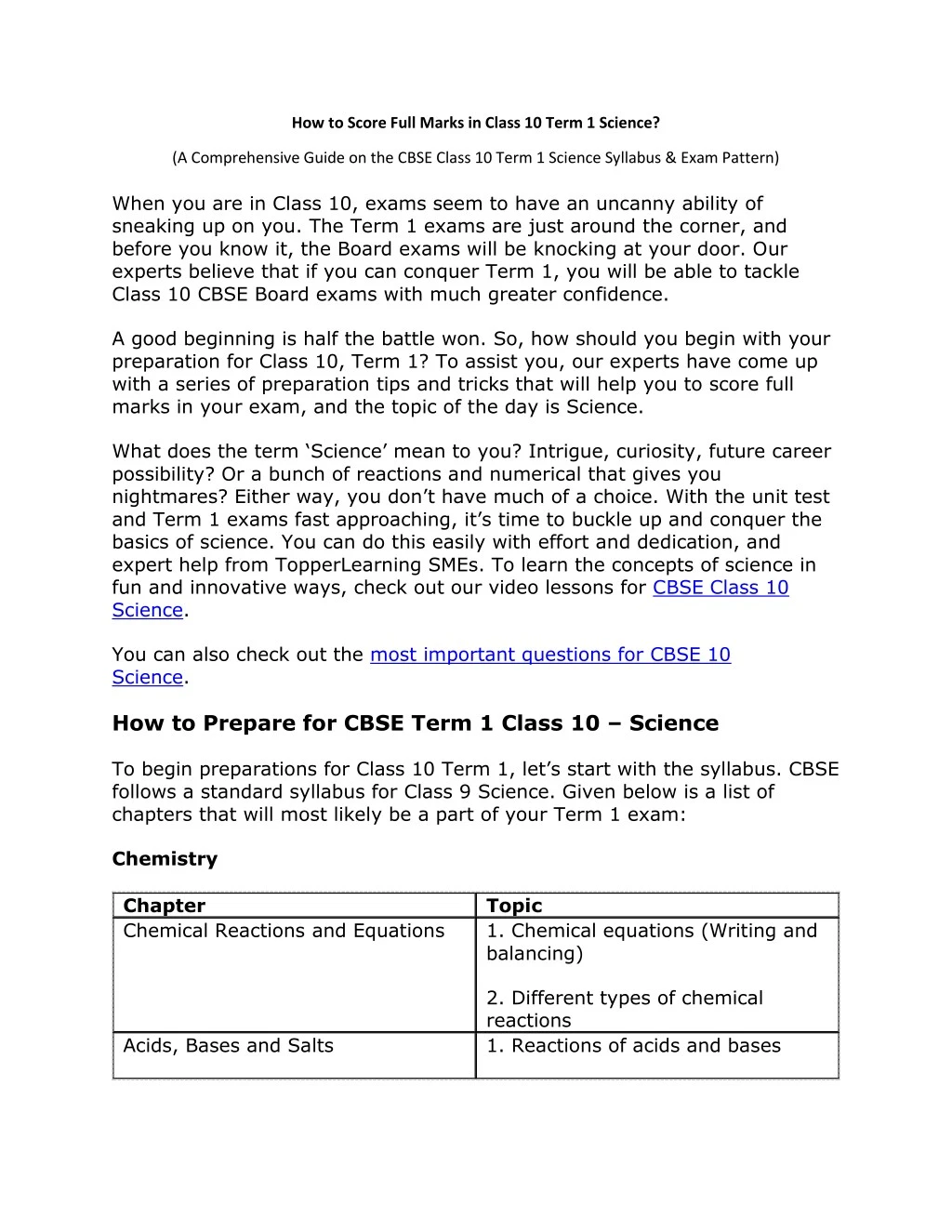 PPT - How to Score Full Marks in Class 10 Term 1 Science? PowerPoint ...