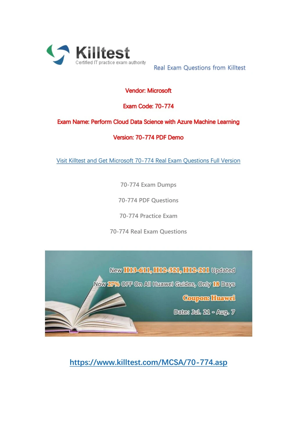 PPT - 2018 New 70-774 Microsoft PDF Questions Killtest PowerPoint ...