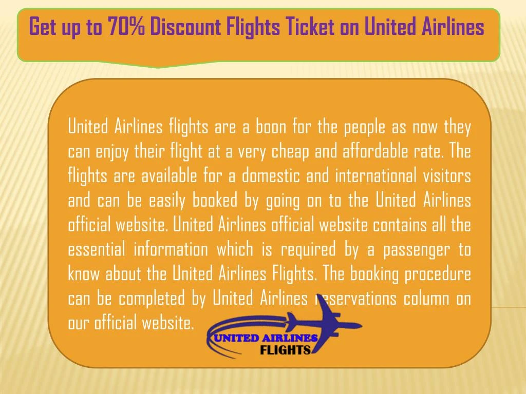 Ppt Get Up To 70 Discount Flights Ticket On United Airlines