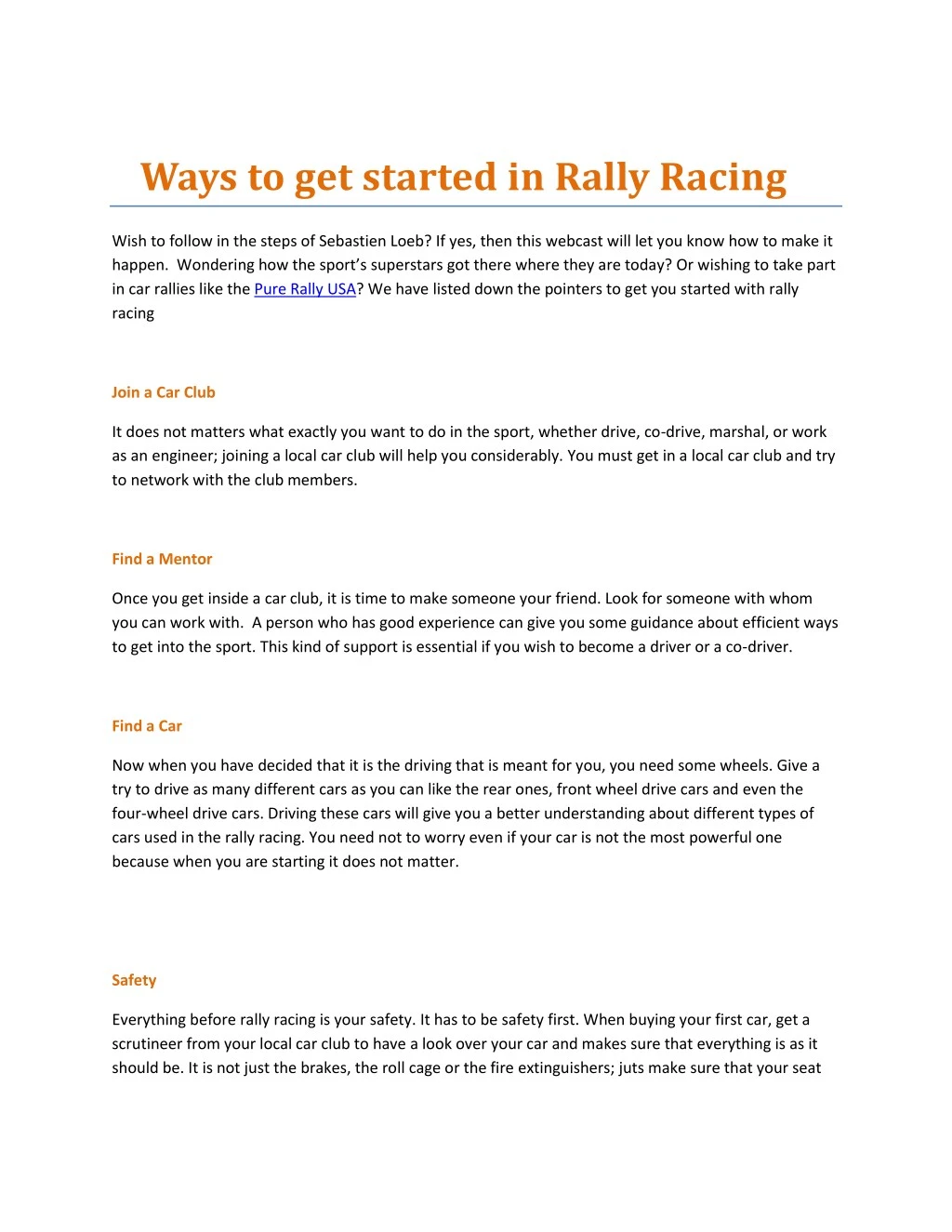 PPT - Ways to get started in Rally Racing PowerPoint Presentation, free ...