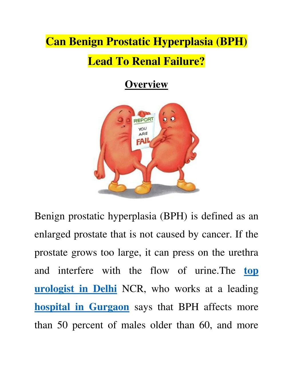 PPT - Can Benign Prostatic Hyperplasia (BPH) Lead To Renal Failure ...