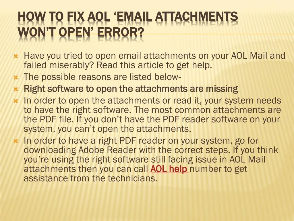 PPT - How to fix AOL ‘email attachments won’t open’ error ... PPT - How to fix AOL ‘email attachments won’t open’ error ...