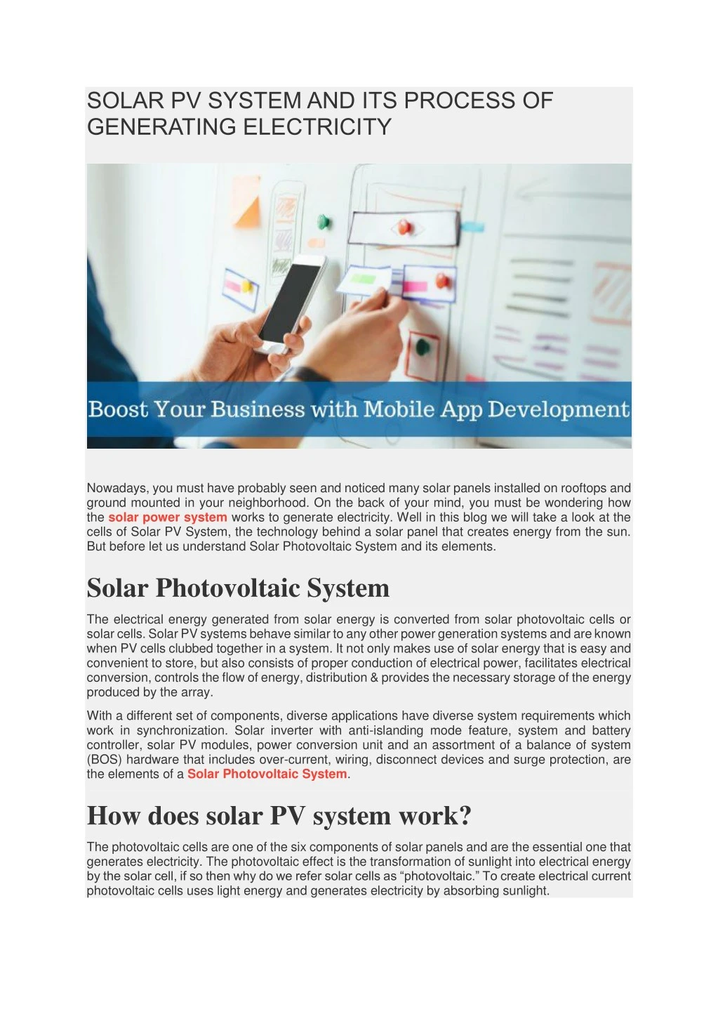 PPT - Solar Photovoltaic (PV) System and its process of generating ...