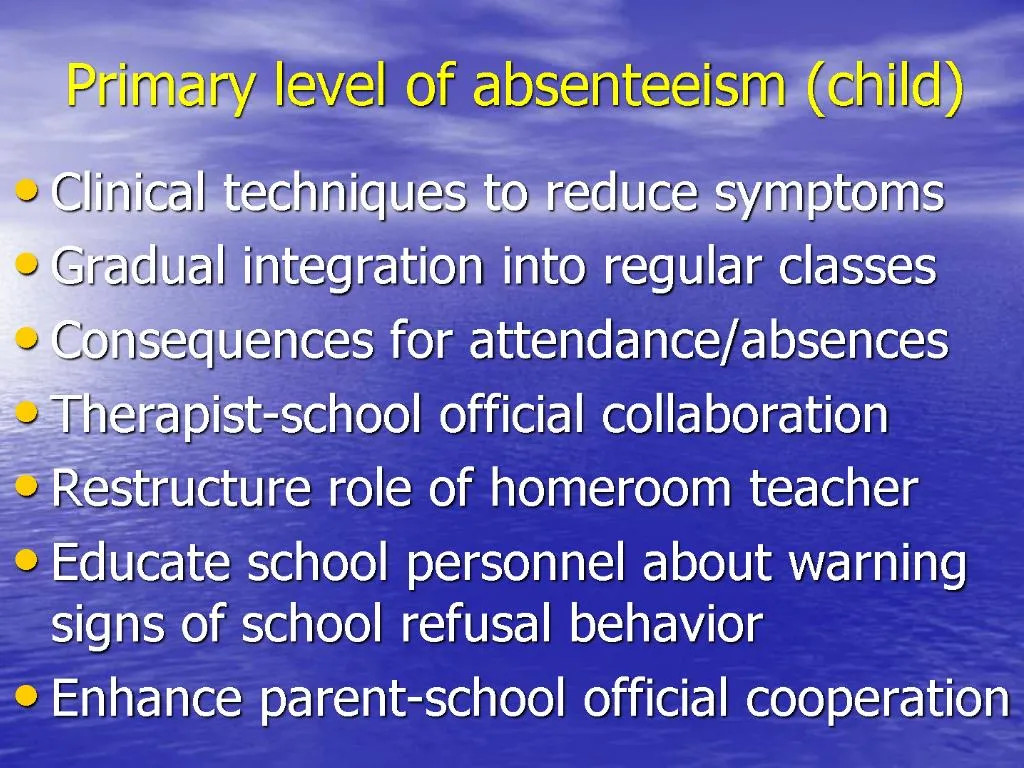 PPT - Primary level of absenteeism child PowerPoint Presentation, free ...