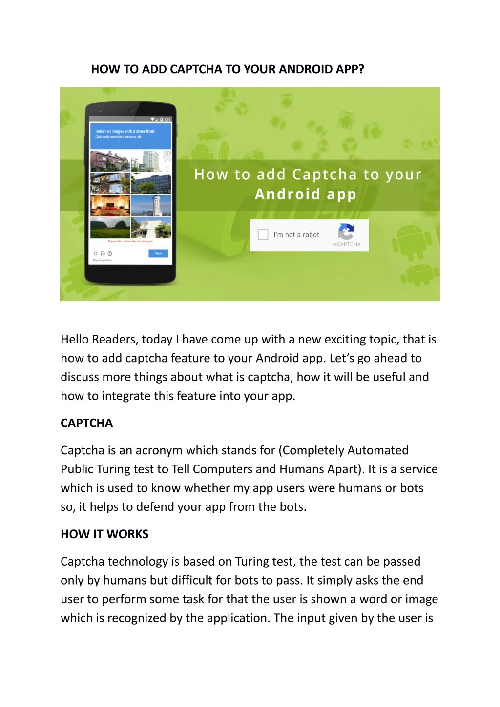 PPT - HOW TO ADD CAPTCHA TO YOUR ANDROID APP? PowerPoint Presentation ...
