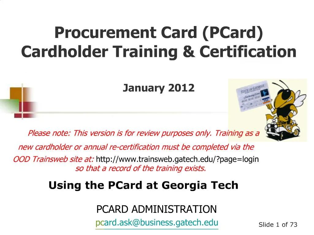 PPT - Procurement Card PCard Cardholder Training Certification January ...