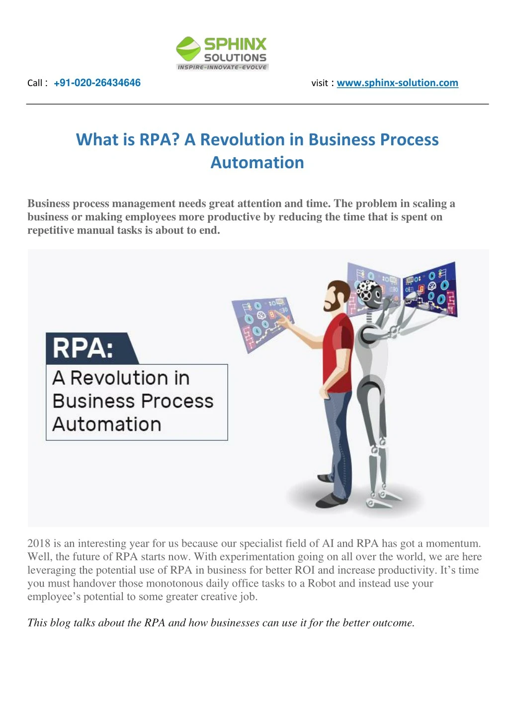 PPT - What is RPA? A Revolution in Business Process Automation ...