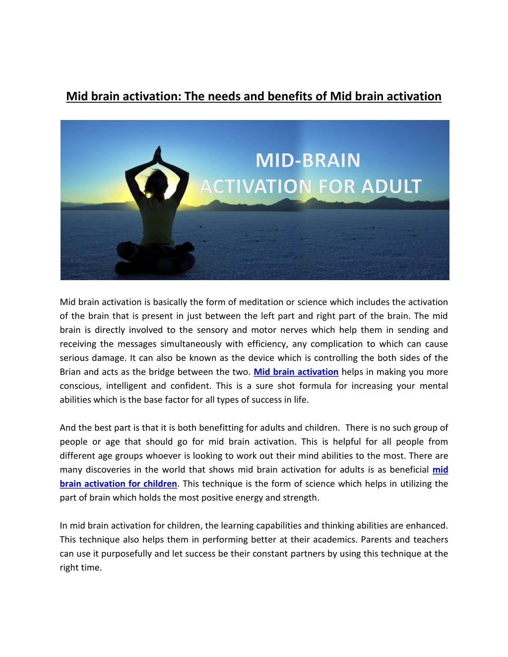 PPT - Mid brain activation: The needs and benefits of Mid brain ...