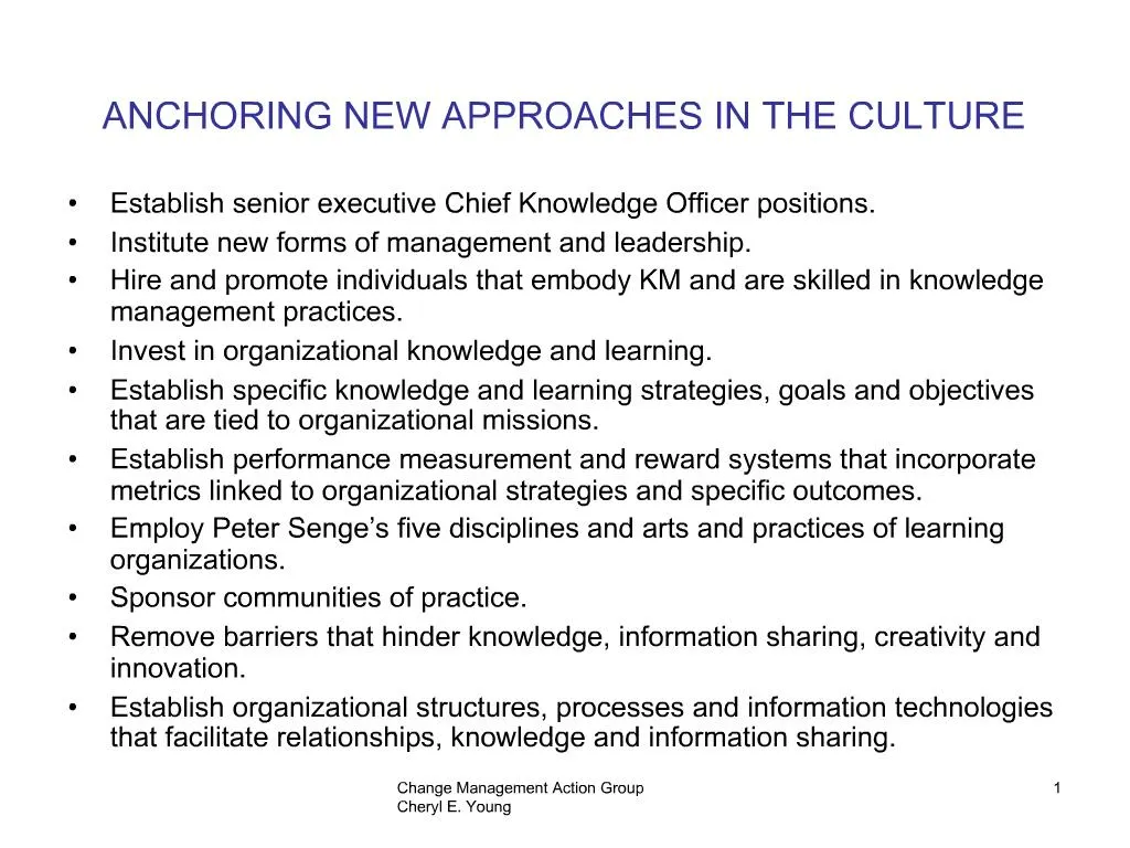 PPT - ANCHORING NEW APPROACHES IN THE CULTURE PowerPoint Presentation ...