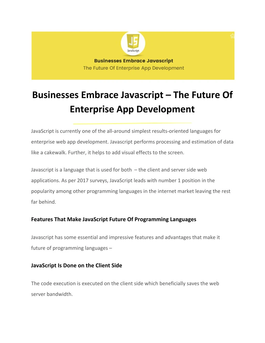 PPT - Businesses Embrace Javascript â€“ The Future Of Enterprise App Development PowerPoint ...