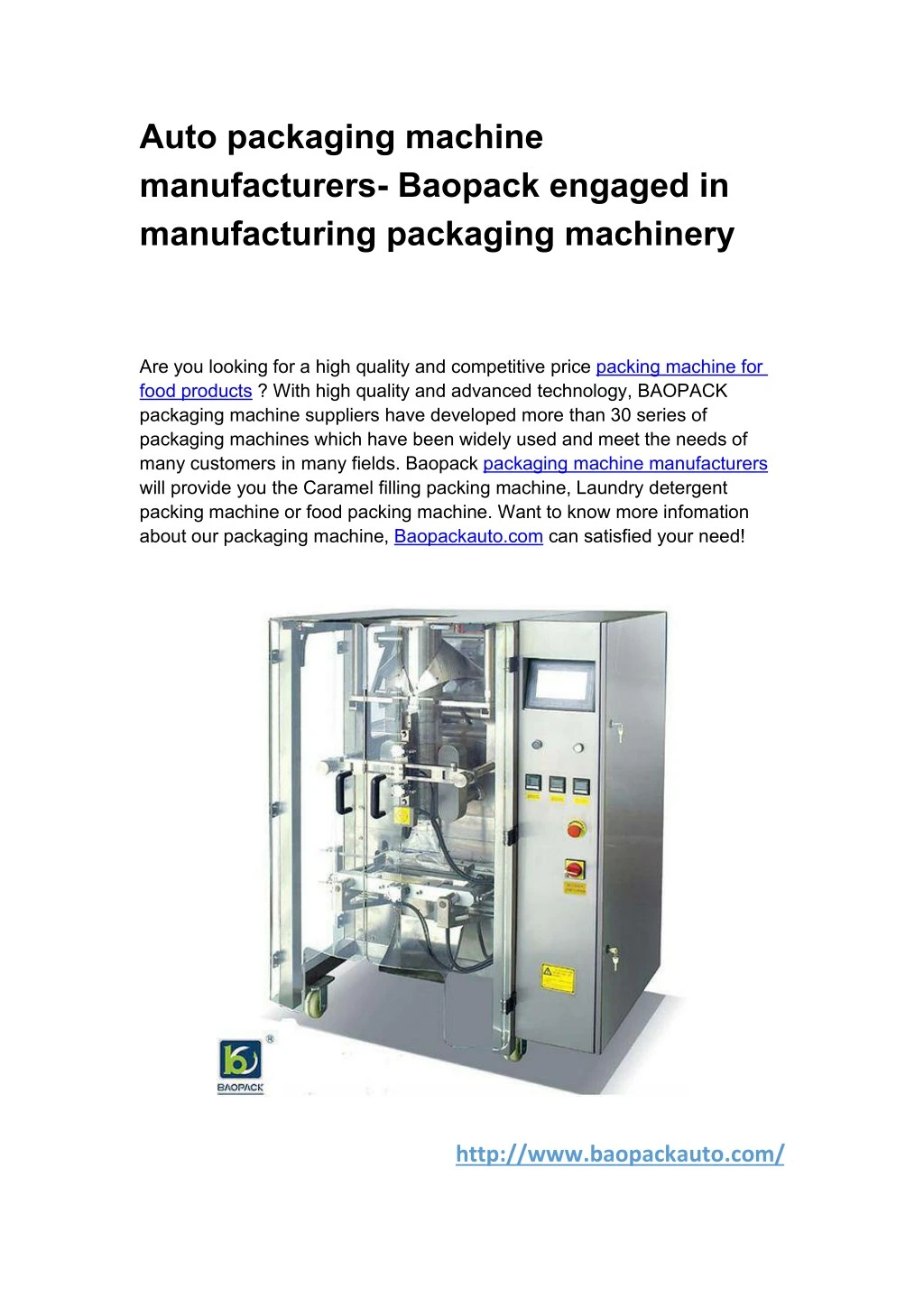PPT - Auto packaging machine manufacturers- Baopack engaged in ...