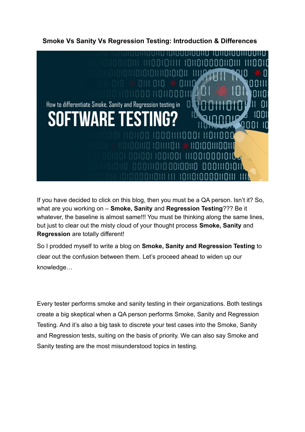 PPT - Smoke Vs Sanity Vs Regression Testing: Introduction & Differences ...